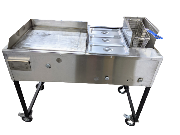 Taco Cart 24x24 Griddle, Bain Mary & Fryer. Plancha Para Tacos – Carts Fab