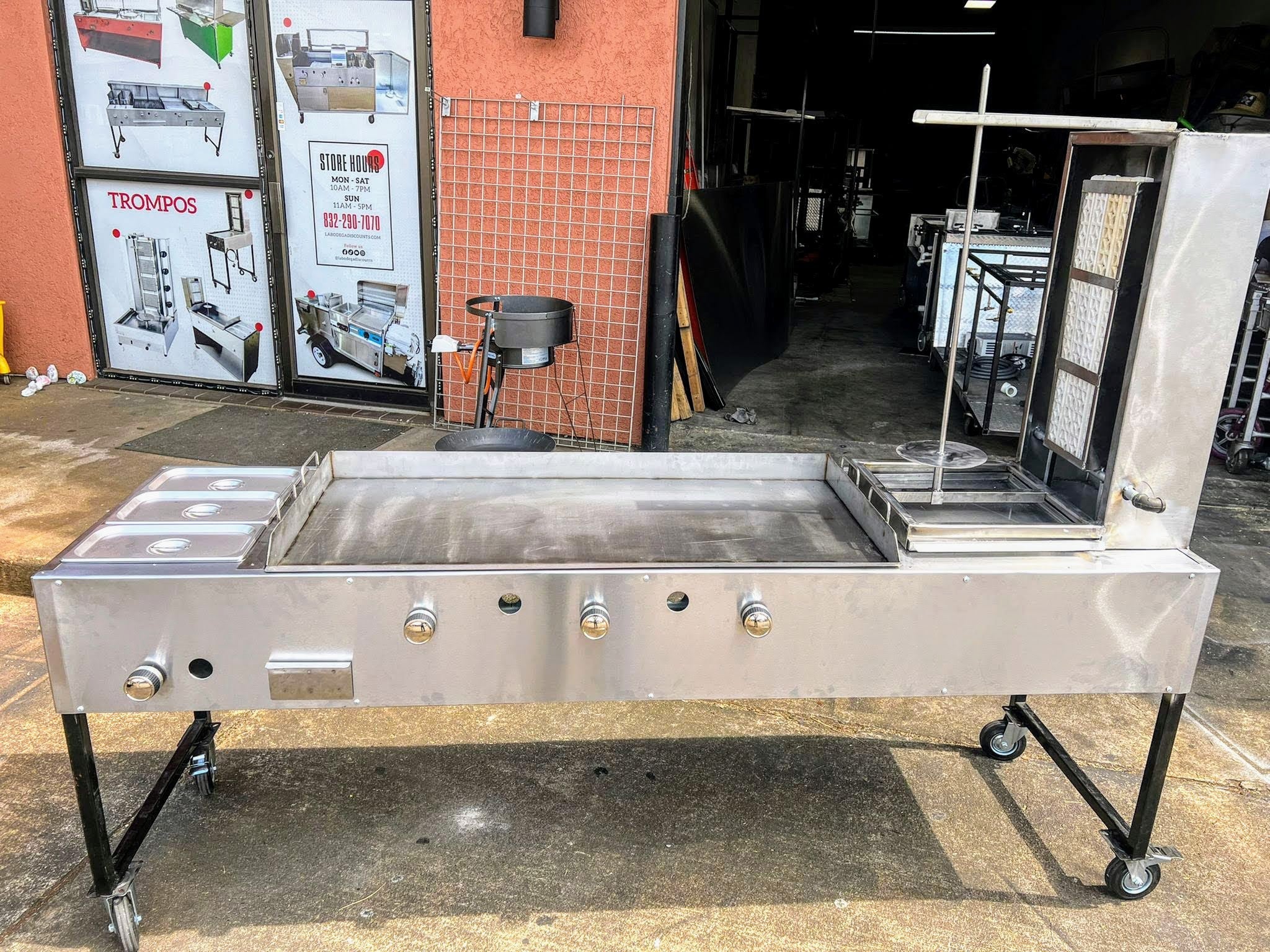 Steamer, 48" Flattop, 12 brick Shawarma – Carts Fab